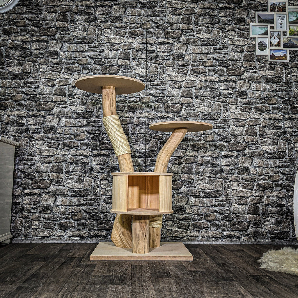 Naturkratzbaum 3699 Kratzbaum Natur Holz Design 118 cm hoch Katzenbaum – DIWORO