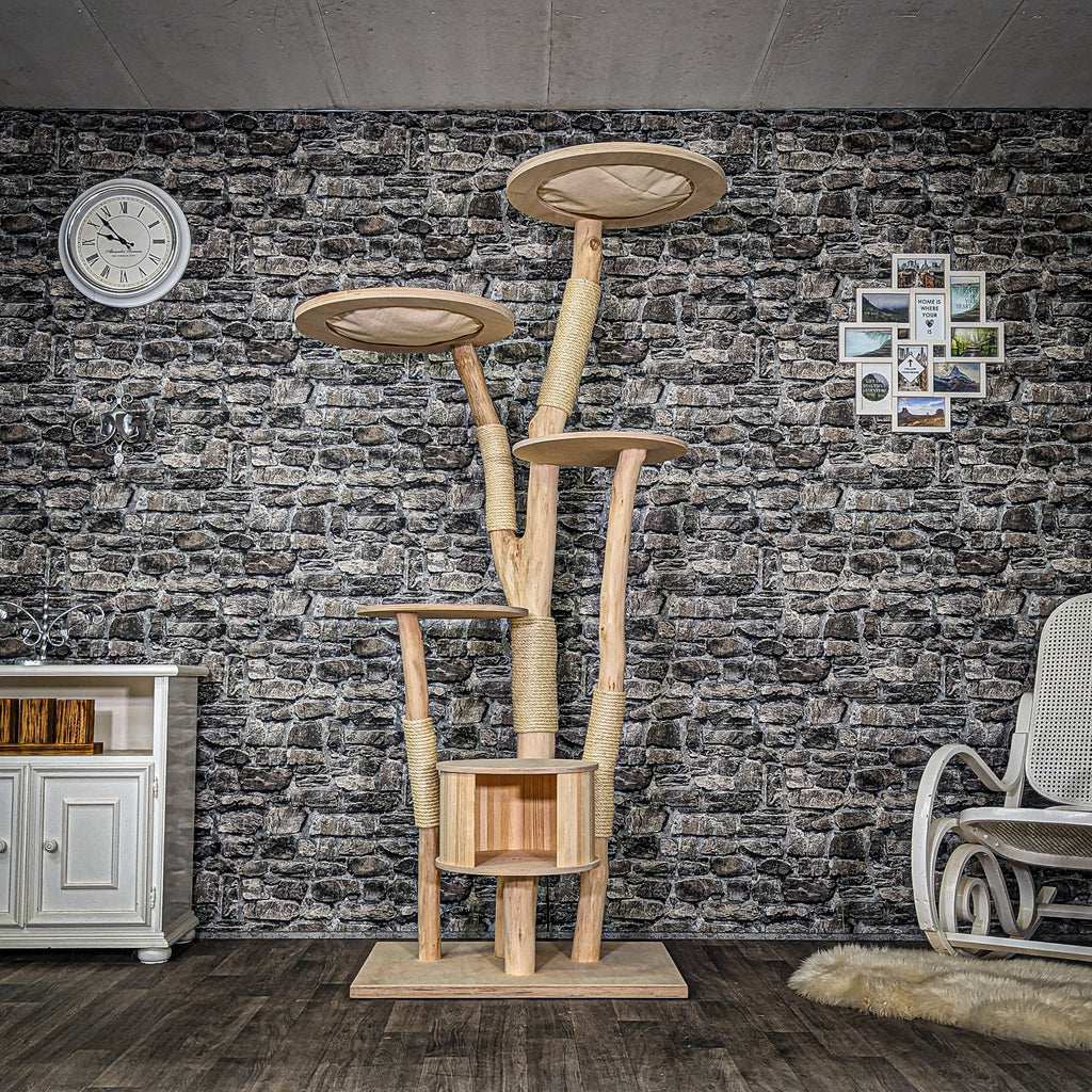 Naturkratzbaum 3931 Kratzbaum Natur Holz Design 207 cm hoch Katzenbaum ...