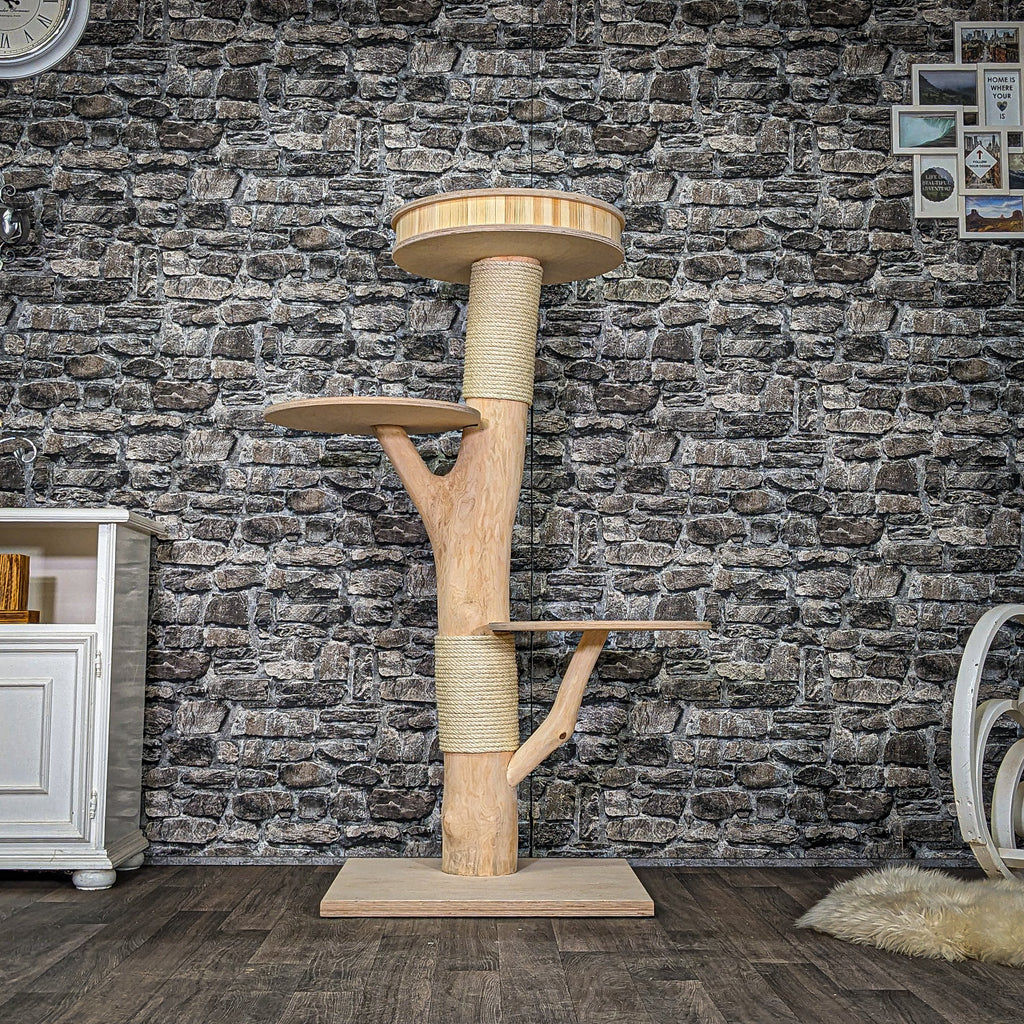Naturkratzbaum 4032 Kratzbaum Natur Holz Design 145 cm hoch Katzenbaum ...