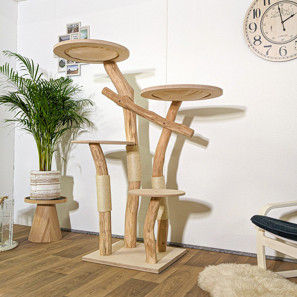 Naturkratzbaum 4200 Kratzbaum Natur Holz Design 159 cm hoch Katzenbaum ...