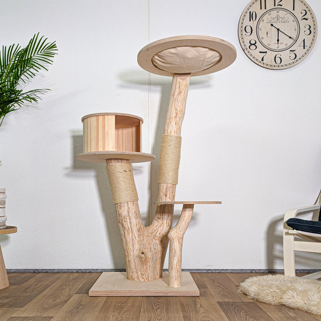 Naturkratzbaum 4589 Kratzbaum Natur Holz Design 140 cm hoch Katzenbaum ...