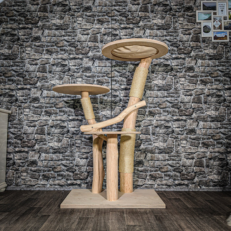Naturkratzbaum 3526 Kratzbaum Natur Holz Design 130 cm hoch Katzenbaum ...