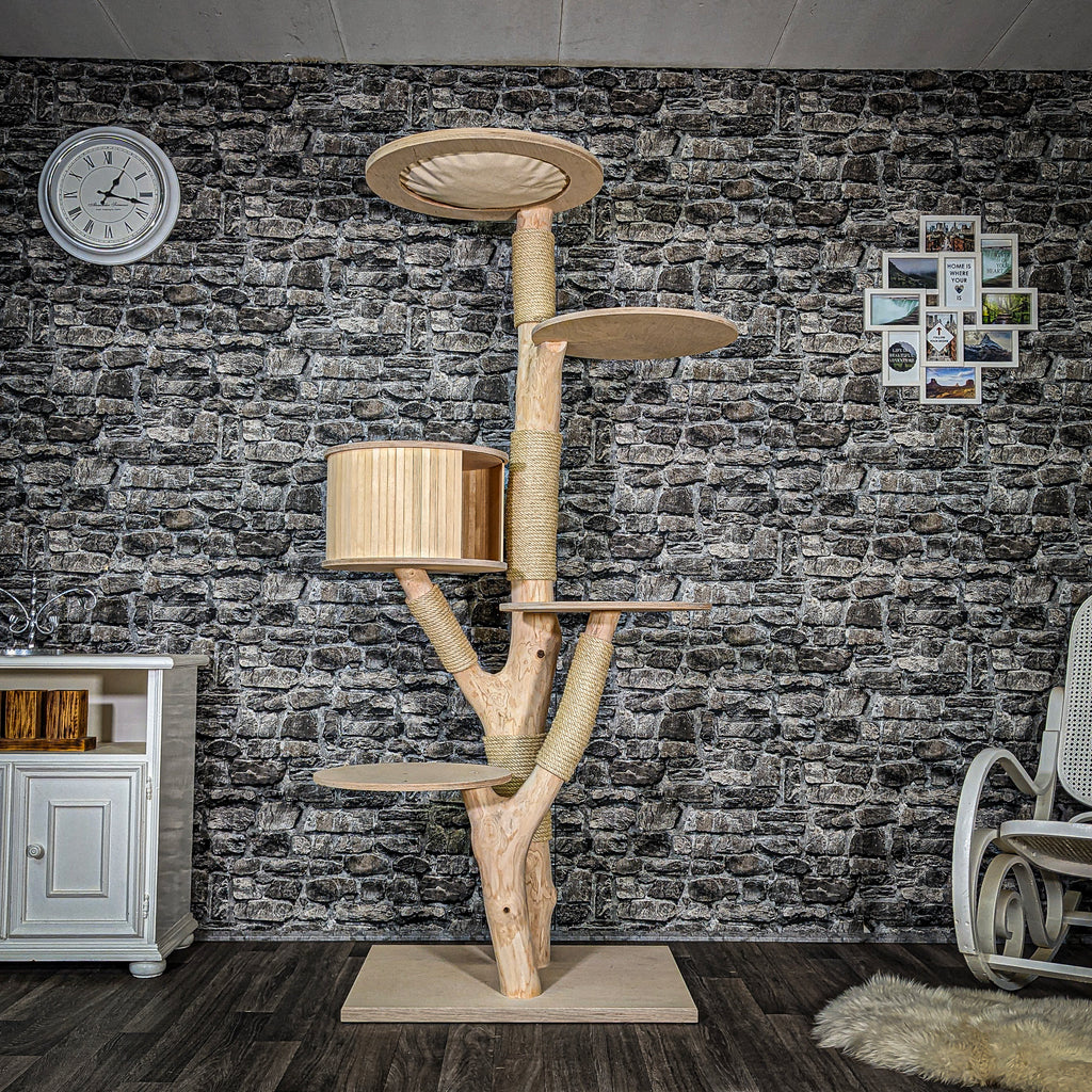 Naturkratzbaum 3509 Kratzbaum Natur Holz Design 198 cm hoch Katzenbaum ...