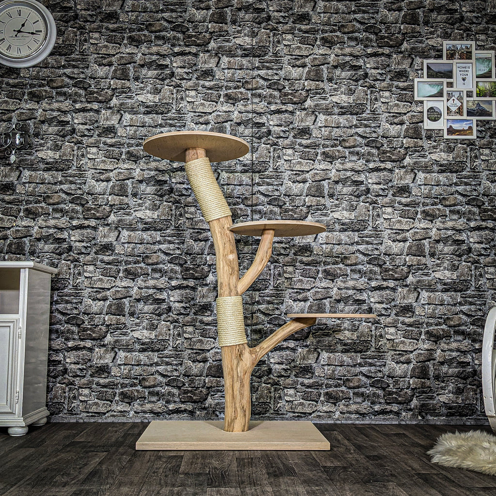 Naturkratzbaum 3704 Kratzbaum Natur Holz Design 135 cm hoch Katzenbaum ...