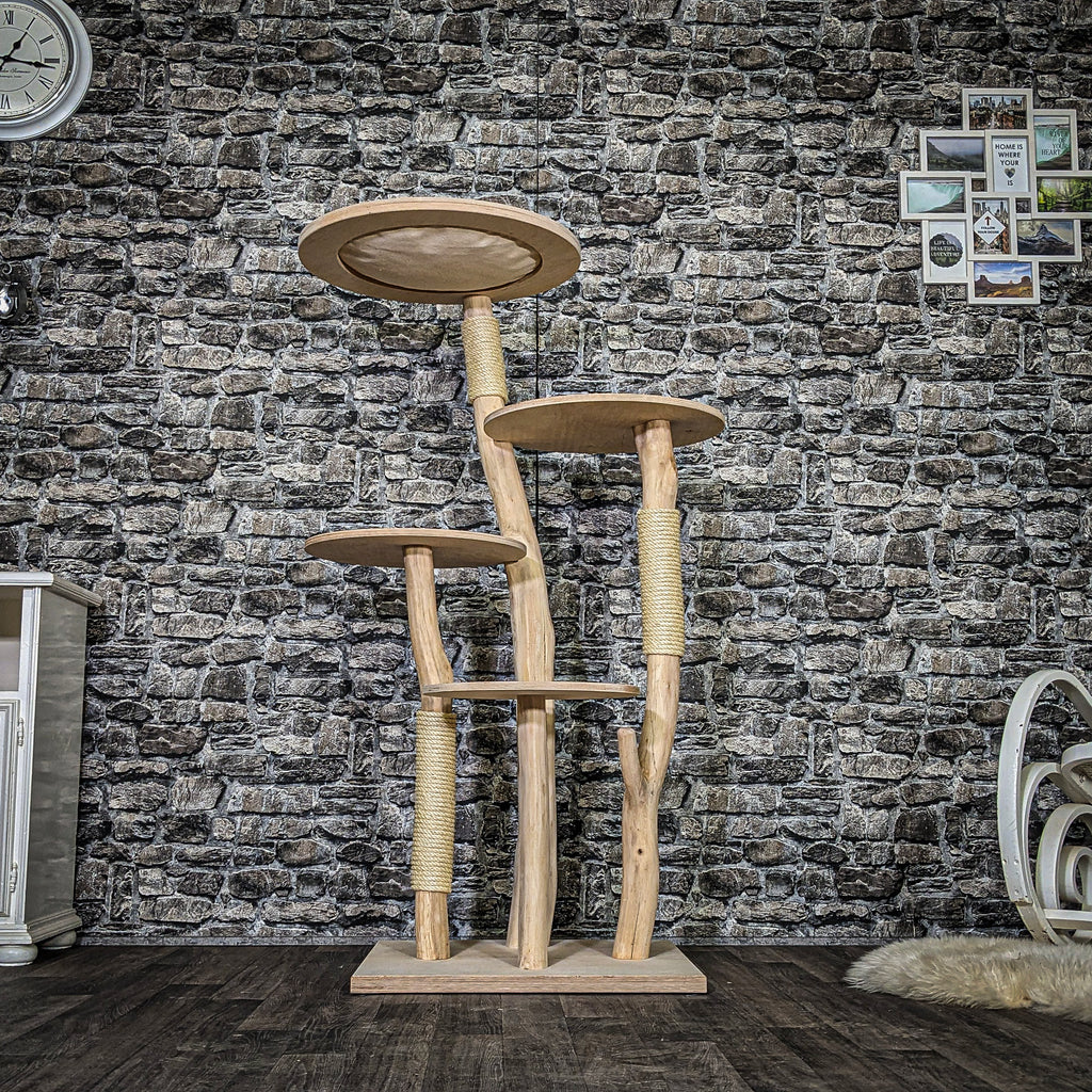 Naturkratzbaum 3744 Kratzbaum Natur Holz Design 145 cm hoch Katzenbaum ...